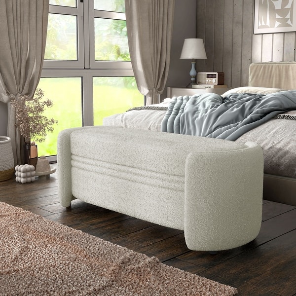 DH BASIC Pressice Contemporary Boucle Storage Bench for Bedroom ...