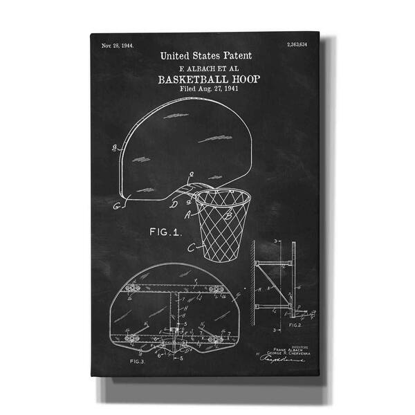Epic Graffiti 'Basketball Hoop Blueprint Patent Chalkboard' Canvas Wall ...