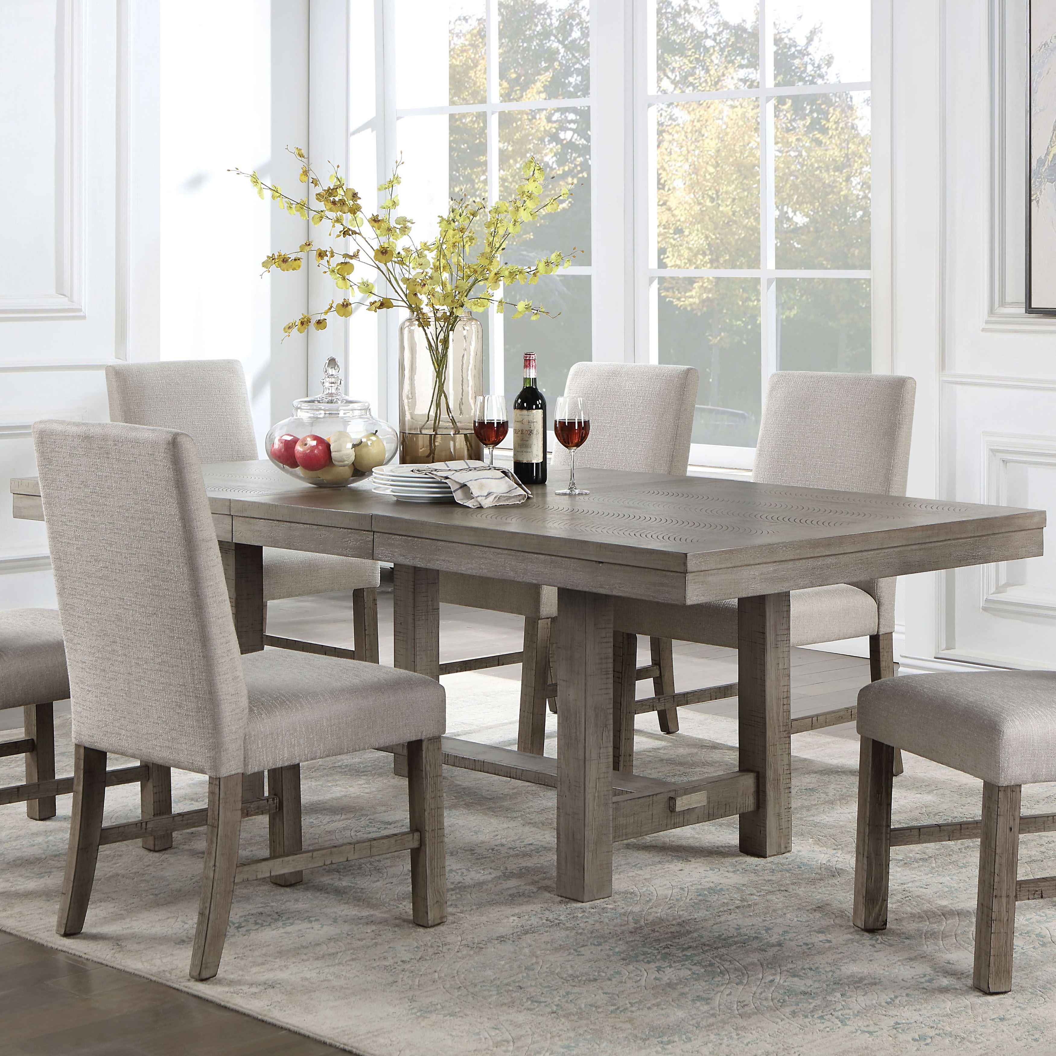 Jusk Rustic Grey 84-inch Wood Expandable Dining Table with Leaf by ...