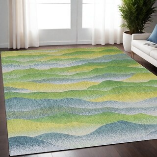 HomeRoots 5' X 7' Green and Yellow Abstract Non Skid Area Rug - 72' X ...
