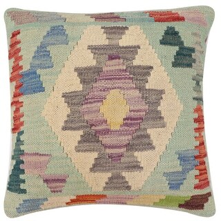 Tribal Singleto Turkish Hand-Woven Kilim Pillow - 17" x 18" - Bed Bath ...