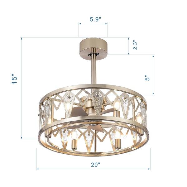 20" Caged Ceiling Fan with Lights Remote Control, Satin Nickel - 20 ...