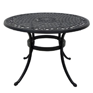 42 Inch Cast Aluminum Patio Table with Umbrella Hole,Round Patio Bistro ...