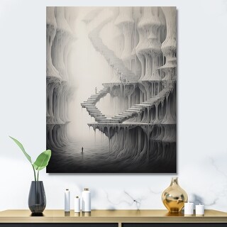 Designart "Grey Surreal Ascending Shadows " Surrealism Wall Art - Bed ...