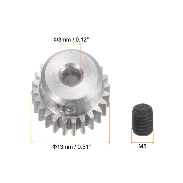 2x Step Spur Gear 3mm Inner Hole 24T Mod 0.5 Aluminum Alloy Motor Gear ...