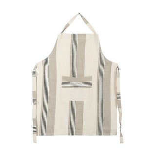 Taupe, Black & Cream Striped Cotton Woven Apron with Pocket - Bed Bath ...
