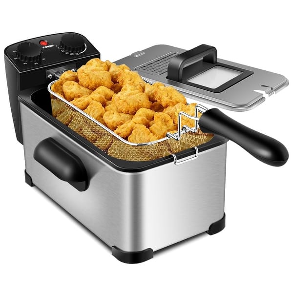 Costway Electric Deep Fryer 3.2 QT/12-Cup Stainless Steel 1700W with ...