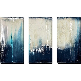 "Navy Blue Illusion I" by Patricia Pinto 3 Piece Set on Canvas - Bed ...