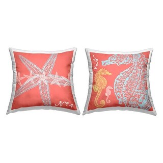 Stupell Bold Pink Aquatic Sea Life Printed Throw Pillow Design by ...