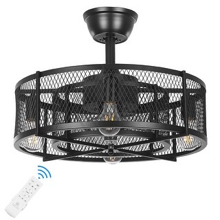 Black Ceiling Fan with Remote Control - 6 Speeds, Reversible Blades ...