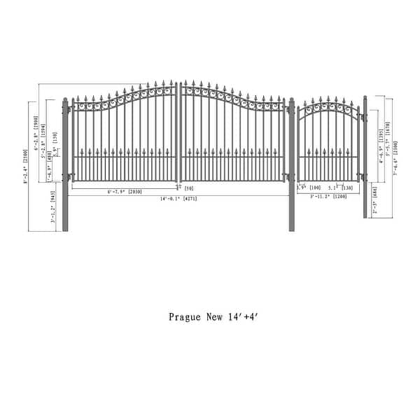 ALEKO Steel Dual Prague Style Driveway Gate 14 ft with Pedestrian Gate ...