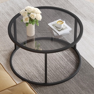 Round Coffee Table Glass Coffee Tables for Small Space Simple Modern ...