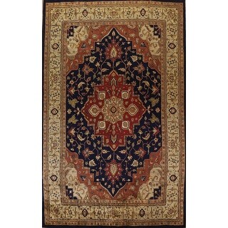Navy Blue Traditional Agra Large Area Rug Hand-Tufted Wool Carpet - 10 ...
