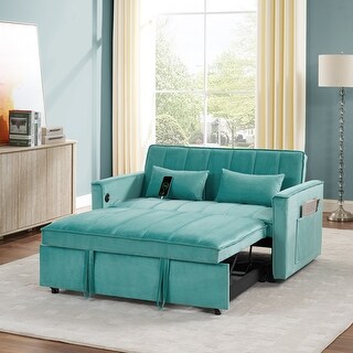 Futon Sofa Bed with USB Ports and Adjustable Back for Small Spaces and ...