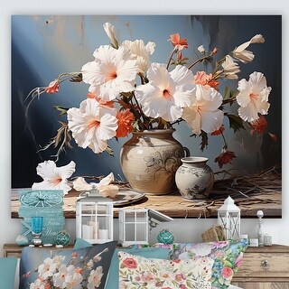 Designart "Hibiscus Farmhouse Still Life Memory" Hibiscus Wall Art ...