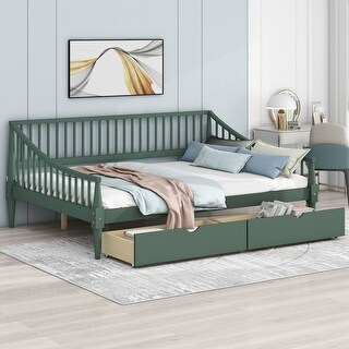 Elegant Design Full Size Platform Bed, Daybed with Two Storage Drawers ...