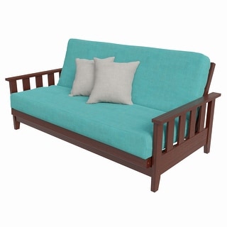 Canby Full Warm Cherry Futon Set with Merlin Mattress and Cover - Bed ...