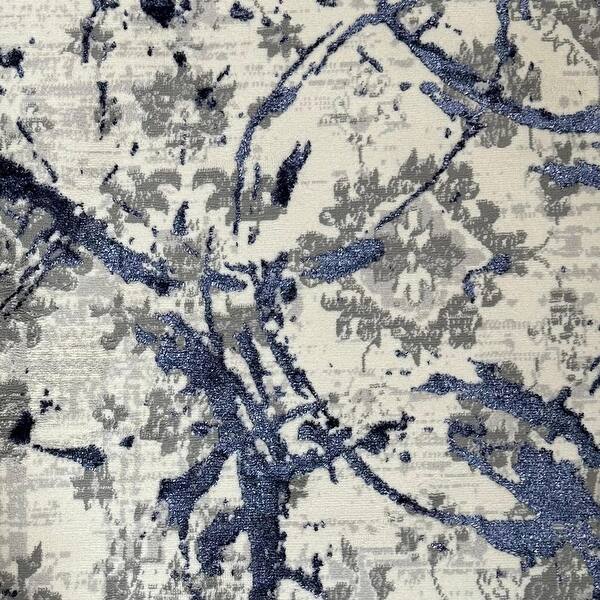 Luxury Area Rug in Gray with Navy Blue Circles Abstract Design - 47.5 ...