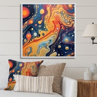 Designart "Orange Blue Galactic Universe II" Comets Framed Wall Decor ...
