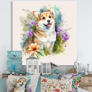 Designart "Cute Little Corgi Dog" Animals Dog Corgi Gangster Mafia ...