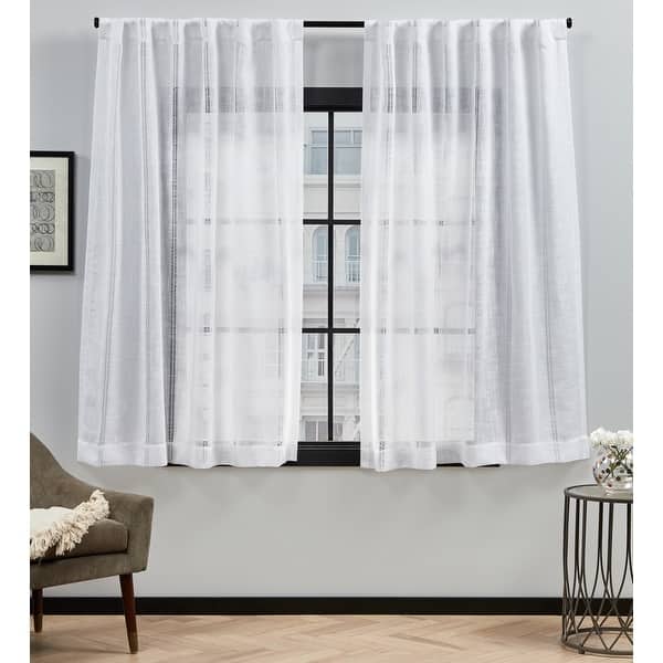 ELLE DECOR Fiona Sheer Back Tab Rod Pocket Curtain Panel Pair - Bed ...