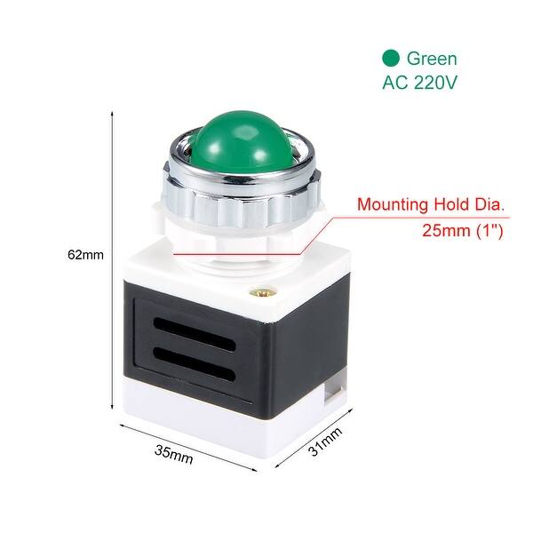 LED Indicators AC 220V, AD11-25/40 Green Signal Light, Panel Mount 1 ...