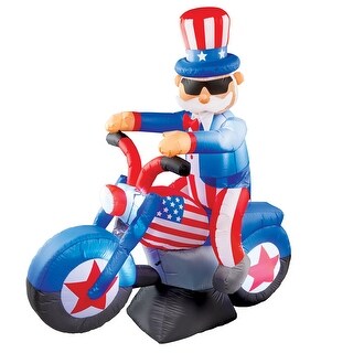 6-Foot Patriotic Uncle Sam on a Motorcycle Outdoor Inflatable ...
