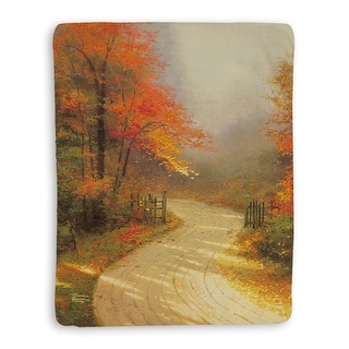 Thomas Kinkade Autumn Lane Sherpa Throw Blanket By Laural Home - Bed ...