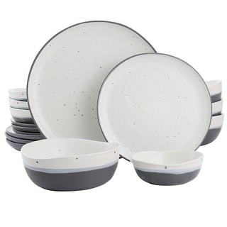 Round Stoneware Dinnerware 16 Piece Set in Ocean - Bed Bath & Beyond - 37423747