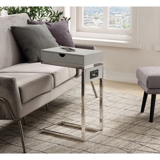 Carbon Loft Cedes C-table with USB Ports/Outlets and Storage Drawer ...