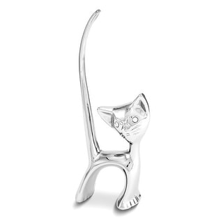 Curata Chrome-Plated Surprised Cat Ring Holder - 4.75" - Bed Bath ...