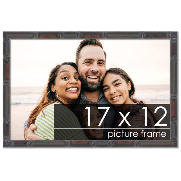 17x12 Bamboo Walnut Complete Wood Picture Frame with UV Acrylic, Foam ...