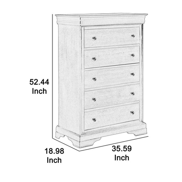Wooden Lift Top Chest with 5 Drawers and Bracket, Cherry Brown - Bed ...