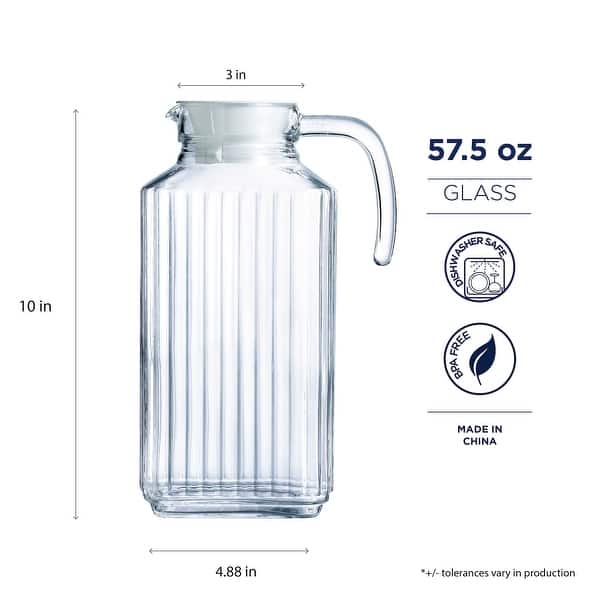 Luminarc Quadro 57.5 Ounce Glass Jug/Pitcher with White Lid - Bed Bath ...