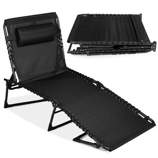 Outdoor portable adjustable folding pool lounge chair with pillow - Bed ...