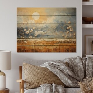 Designart "Clouds Prairies Collages IV" Landscapes Print on Natural ...