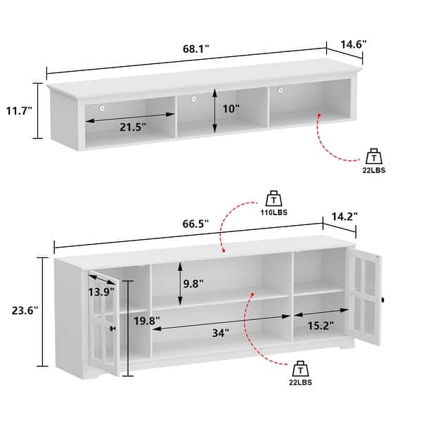 Home Modern Entertainment Center Large Tv Stand Console Table Modular ...