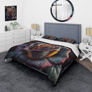 Designart "Colorful Rose I" Purple Traditional - Bedding Set With Shams ...