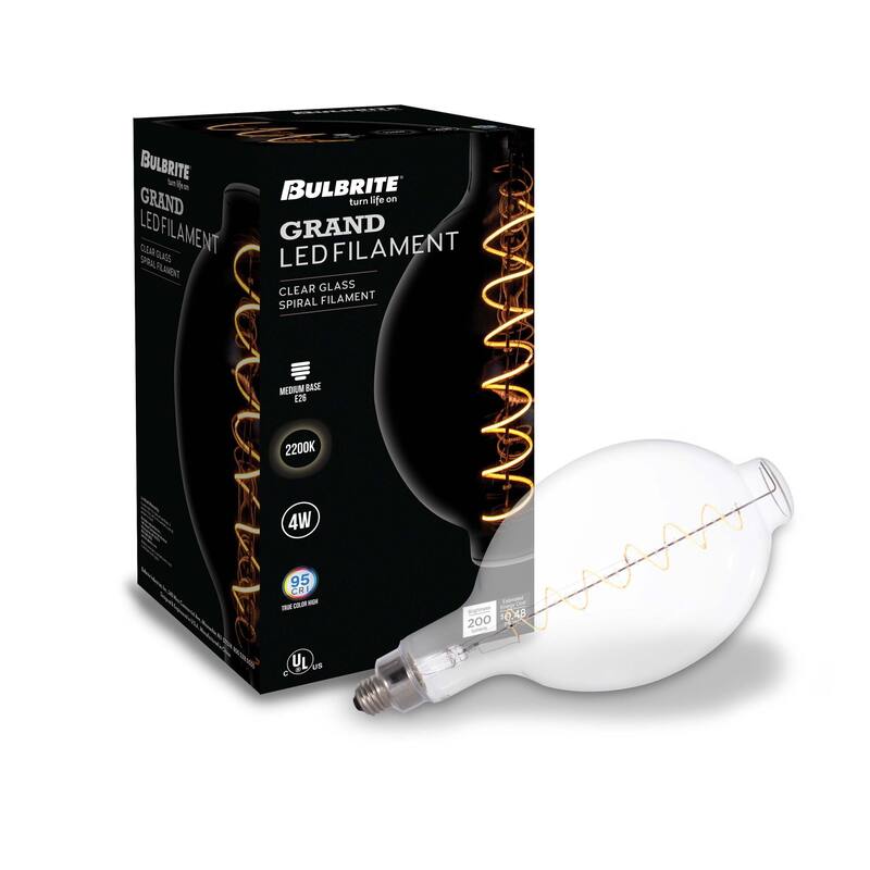 Bulbrite 4 Watt Grand Filaments Medium Dimmable (E26) LED Bulb - 200 ...