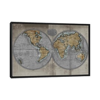 iCanvas "Map Of The World" by Russell Brennan Framed Canvas Print - Bed ...