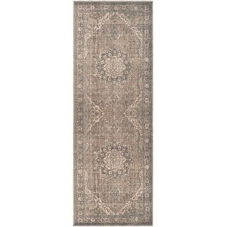 Domani Grove Machine Washable Distressed Grey Medallion Area Rug - On ...