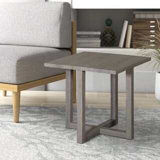 24 Inch Side End Table with Square Top, Sturdy Crossed Base, Light Gray ...