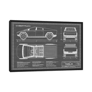 iCanvas "Tesla Cybertruck (2020-2022) Black" by Action Blueprints ...