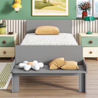 Twin Bed Headboard Platform Frames with Footboard Bench and 2 Drawers ...