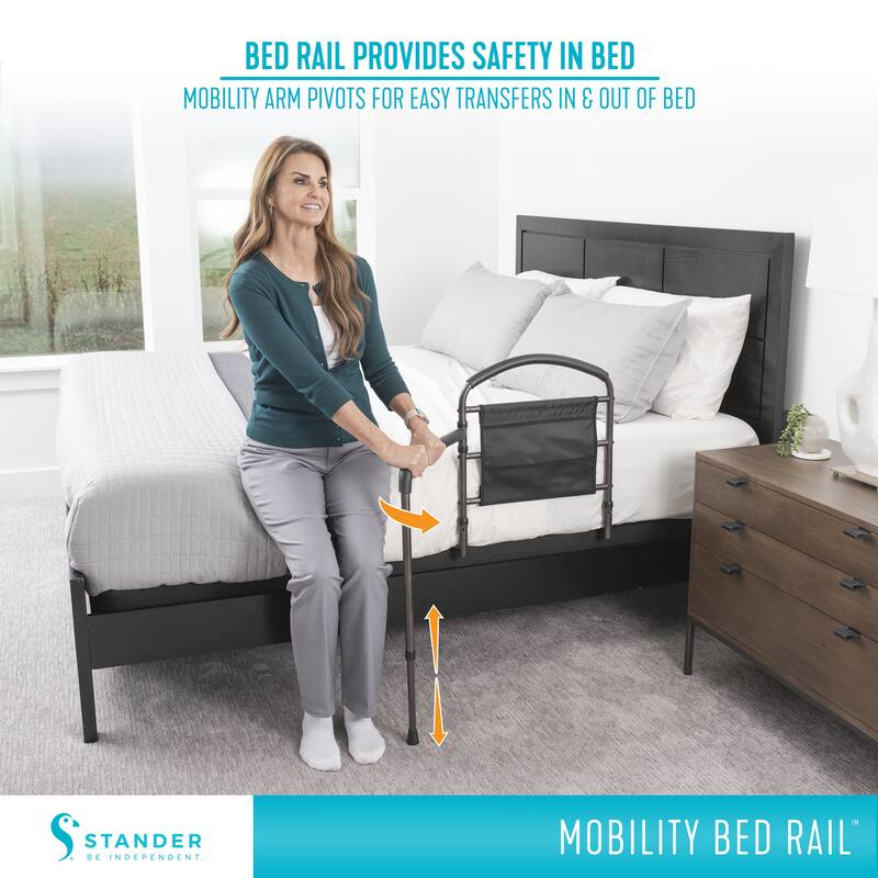 Stander Mobility Adjustable Bed Guard Rail with Swing-out Support ...