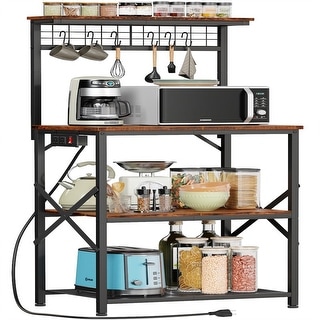 Kitchen Bakers Rack with Power Outlet - 15.16"D x 21.65"W x 49.6"H ...