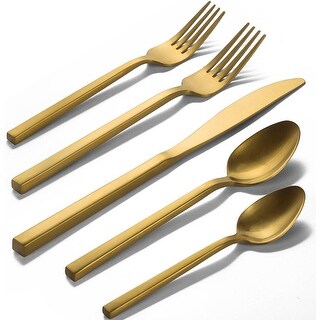 20-Piece Forged Silverware Set Stainless Steel Flatware Set - Bed Bath ...