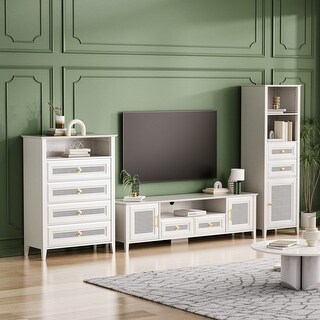 Rattan TV Stand Set with Versatile Entertainment Center - Bed Bath ...