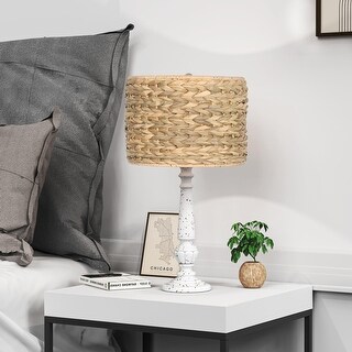 24.5-inch Handwoven Poly Table Lamp With Rattan Shade - Bed Bath ...