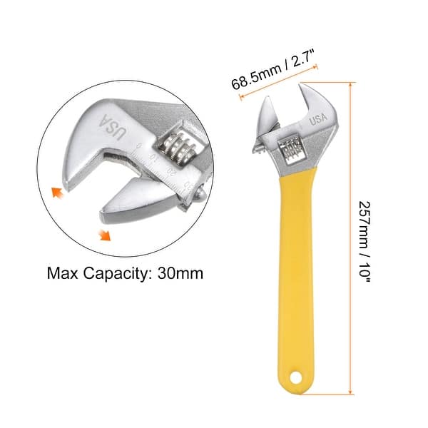 Adjustable Wrench 10 inch Wide Jaw Wrench Adjustable Spanner with ...